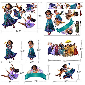 Encanto Wall Stickers Peel and Stick Cartoon Wall Decals Removable Wall Art Decor for Nursery Baby Children's Bedroom Wall Decorations