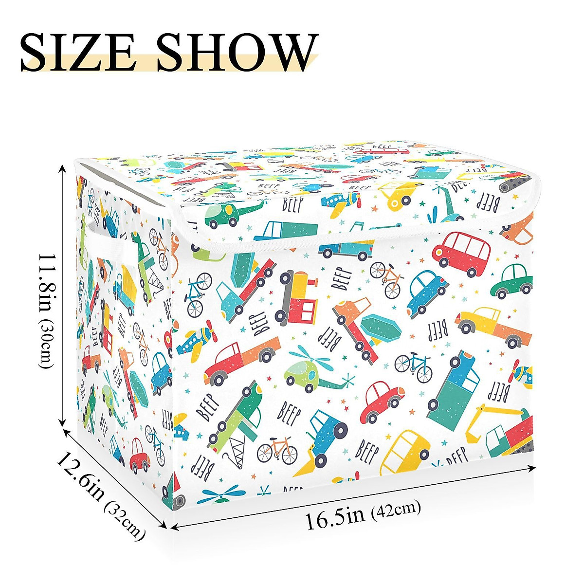 Cartoon Vehicle Cars Storage Bins with Lids Fabric Storage Containers Cubes Box Closet Organizer Collapsible Storage Basket for Bedroom Clothes Office Shelves Nursery Gifts Home Decor