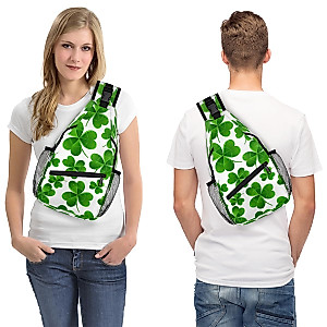 St. Patrick's Day Clover Sling Bag Crossbody Bag for Women and Men Shoulder Bag Travel Hiking Backpack Casual Daypack Cross Body Chest Bag