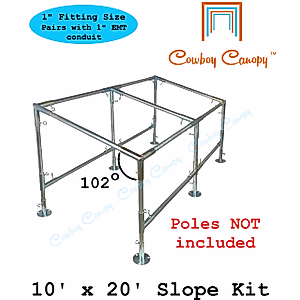 10' x 20' Slope, Lean-to Canopy Fittings Kits, DIY Metal Carport Frame Parts, 1" EMT