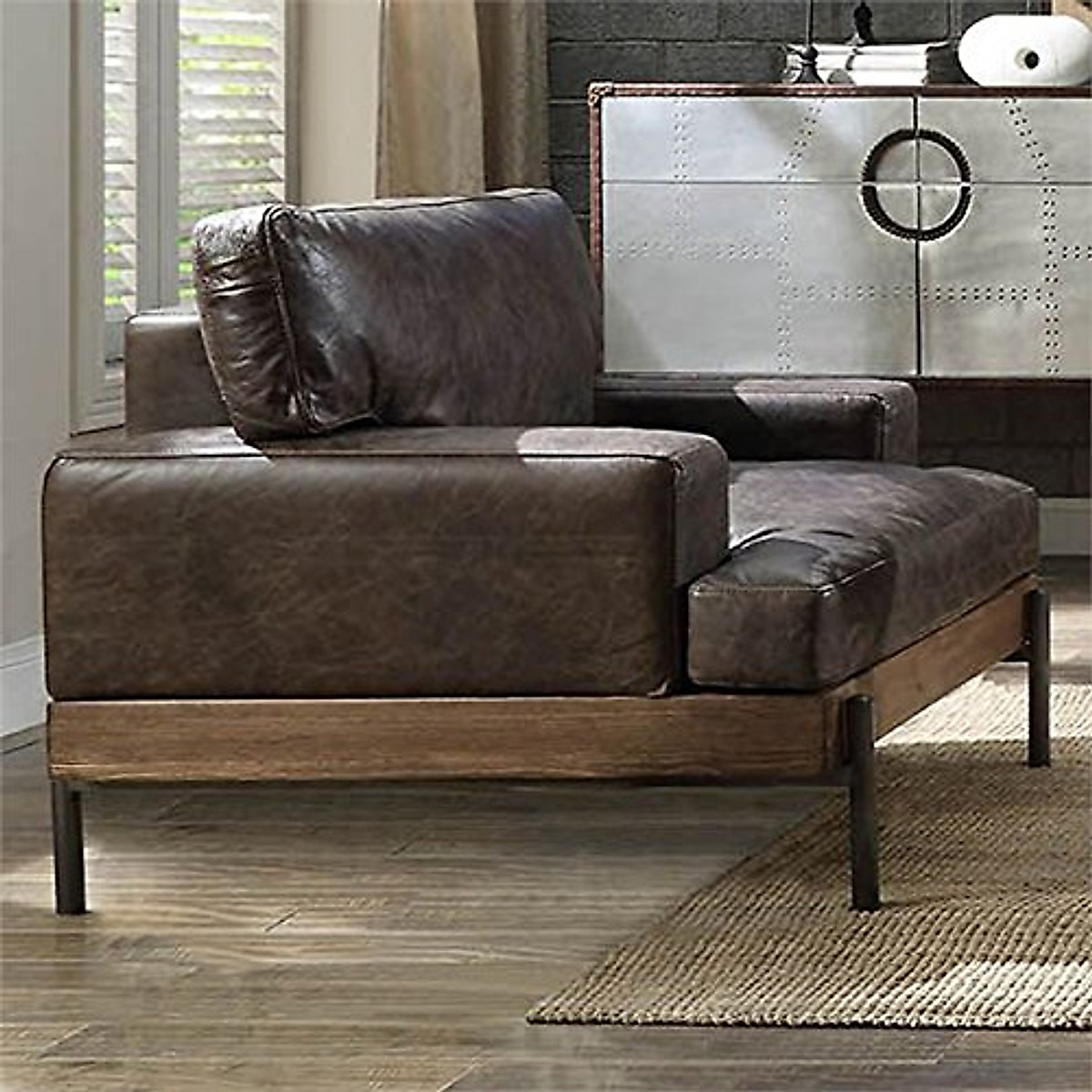 ACME Sofa, Oak & Distress Chocolate Top Grain Leather