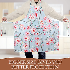 Yinkin 3 Pcs Plus Size Apron for Women with Pockets, Floral Womens Aprons with Adjustable Strap and Waist Ties for Kitchen Gardening Woman Girls Baking Household Cleaning Gardening Supplies
