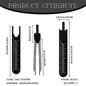 BLMHTWO EKG Calipers, ECG Calipers Caliper for Nurses Measuring Tool with Ruler and Help Read ECGs Stainless Steel Black Reliable Useful EKG Caliper for Paramedic School Cardiology Electrocardiogram
