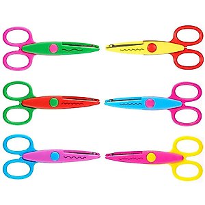 Craft Scissors Decorative Edge 6 Colorful Decorative Paper Edge Scissor Set, Great for Teachers, Crafts, Scrapbooking, Safety Plastic Kids Design Decorative Scissors ,Craft Scissors
