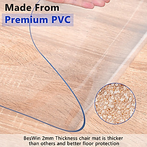 Office Chair Mat for Hardwood Floor, 36"×47" Fully Clear Desk Chair Mat for Rolling Chairs, 2mm Heavy Duty Floor Protector Mat for Home Office, Easy Glide, Flat Without Curling