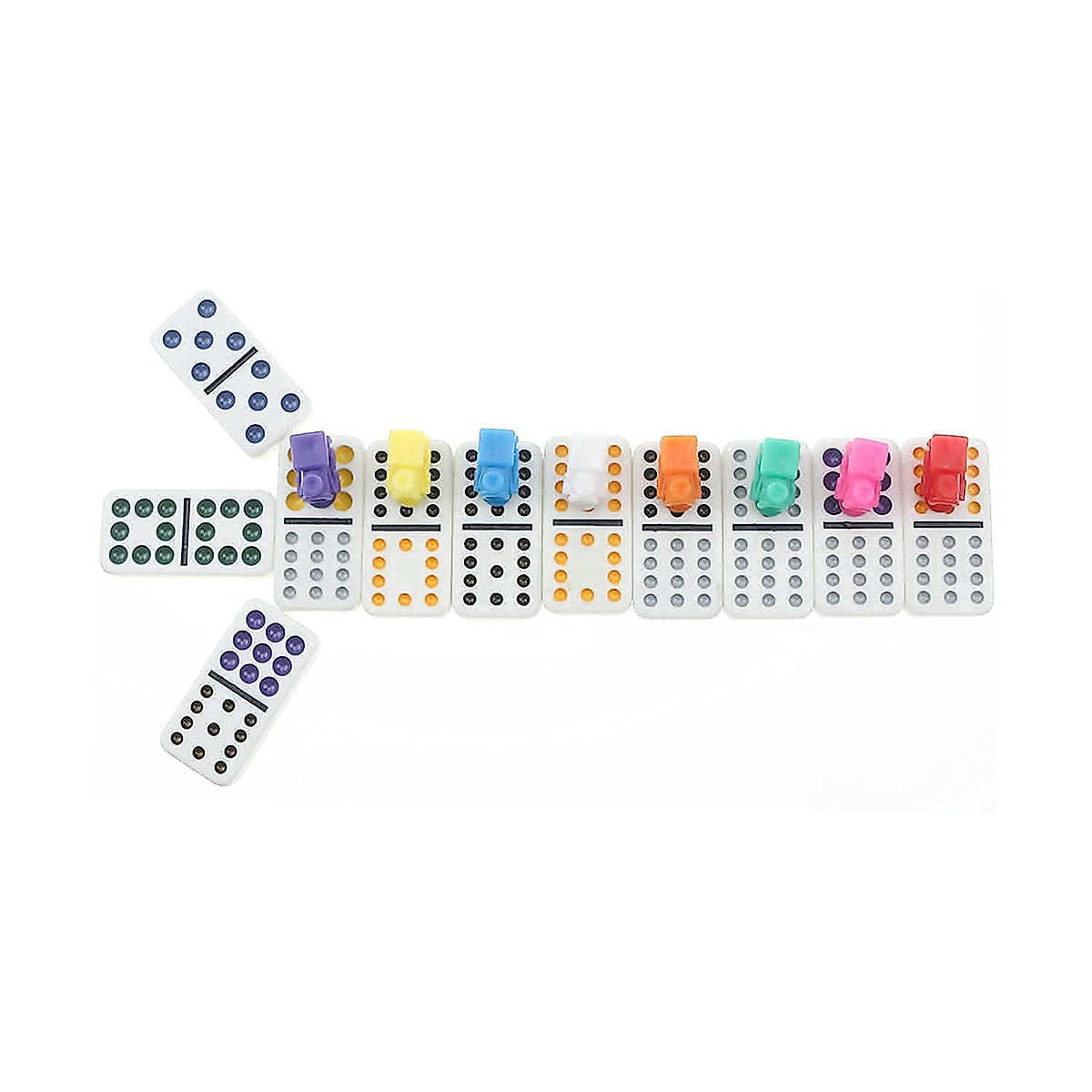 KAILE Mexican Train Dominos Game Set, 91 Tiles Double 12 Color Dots Dominoes Set for Travel Dominoes Game with Aluminum Case