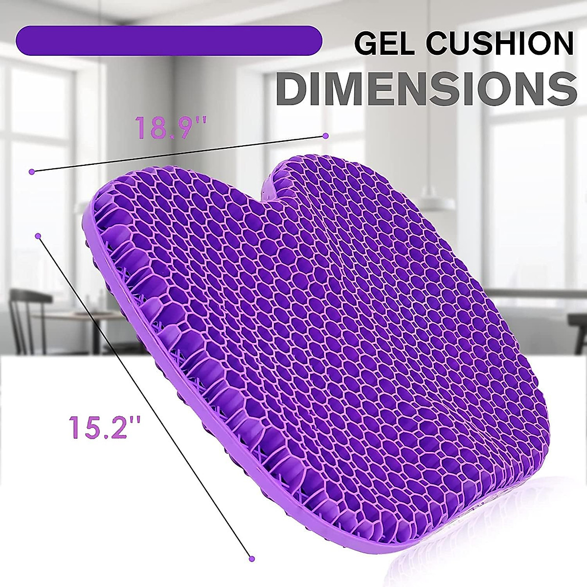 Aiouarc Gel Seat Cushion for Long Sitting, Breathable Honeycomb Design, Pressure Relief for Back, Sciatica, Tailbone Pain - Office Chair Cushion, Wheelchair Cushion, Car Seat Cushion, Chair Pad