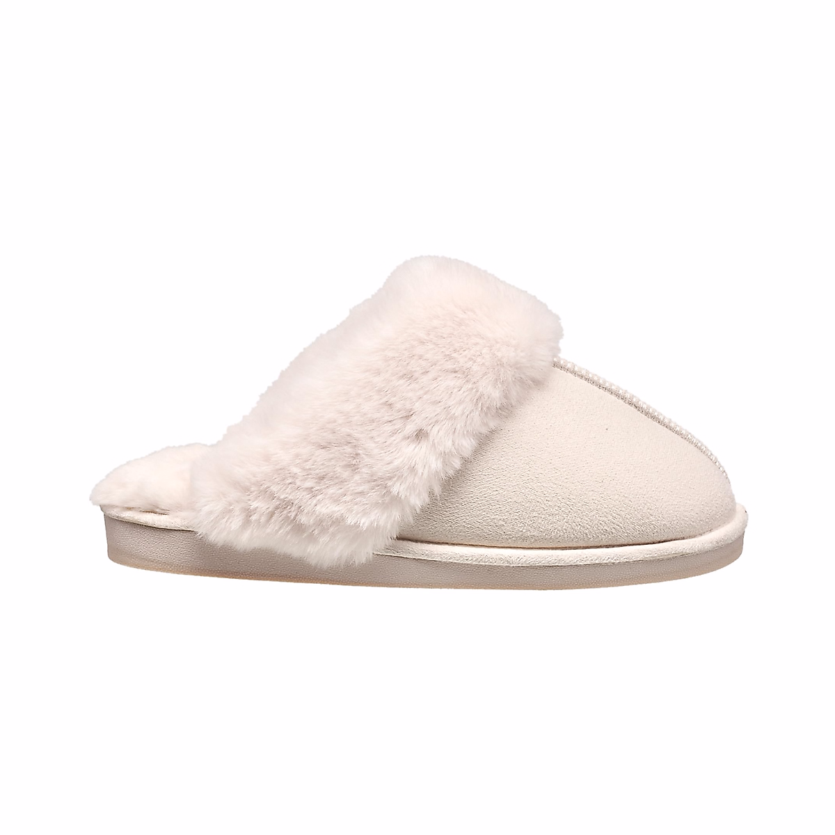 Nine West Scuff Slippers For Women, Extra Soft & Comfortable Winter House Shoes, Ivory, Small 5-6