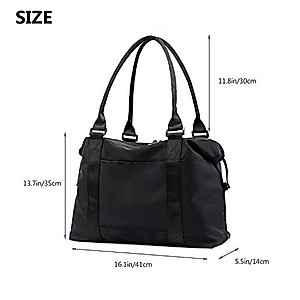 Forestfish Duffle Tote Bag Weekender Bags For Women Travel With Trolley Sleeve, Black medium,large