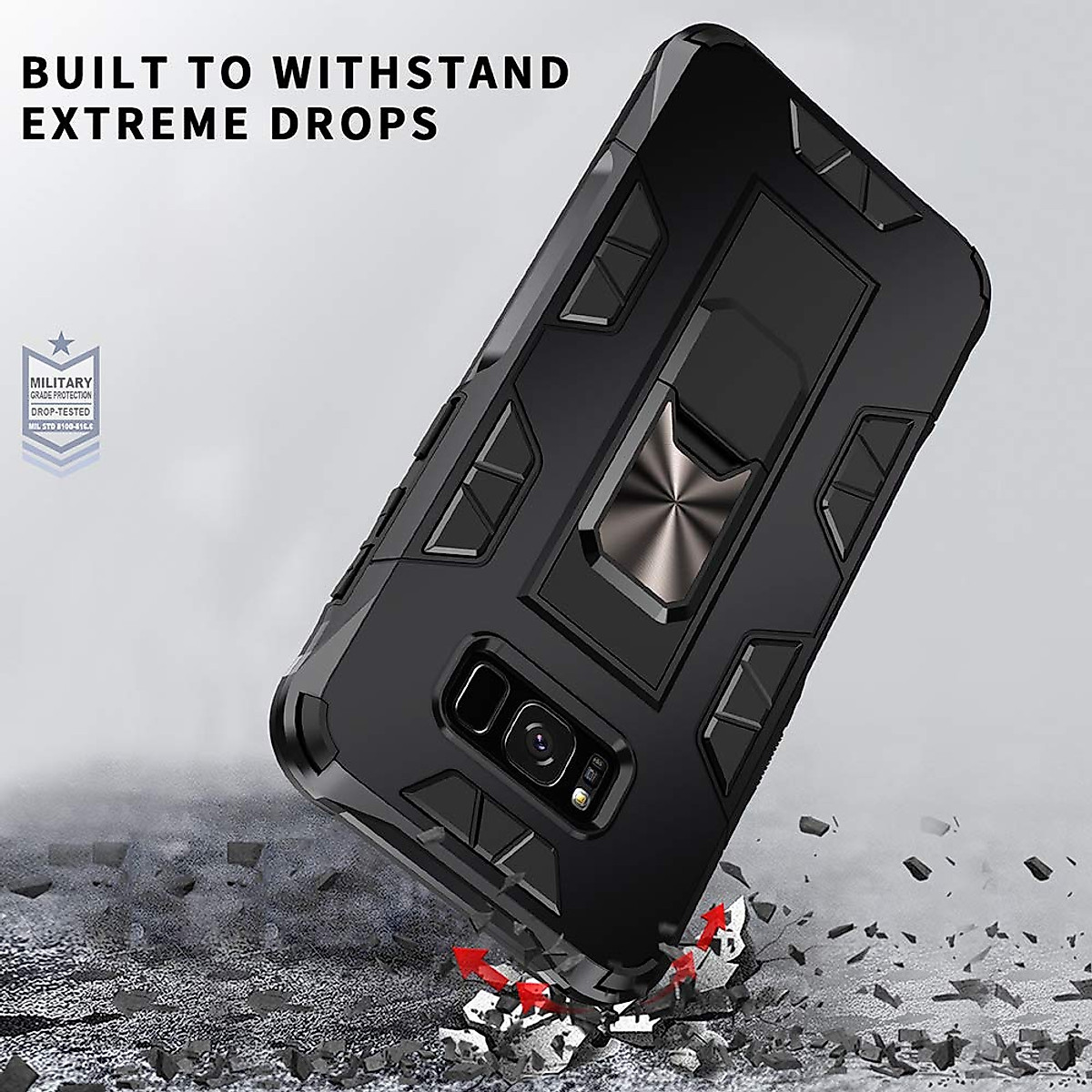 for Samsung Galaxy S8 Plus Case Samsung Galaxy S8+ Case Military Grade Built-in Kickstand Case Holder Armor Heavy Duty Shockproof Cover Protective for Samsung Galaxy S8 Plus Phone Case (Black)