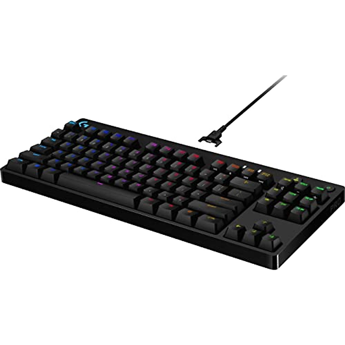 Logitech G Pro TKL Mechanical Wired Gaming Keyboard GX Blue Clicky Switch and LIGHTSYNC RGB Backlit Keys, 12 programmable F-key macros, Black - 920-009388 (Renewed)