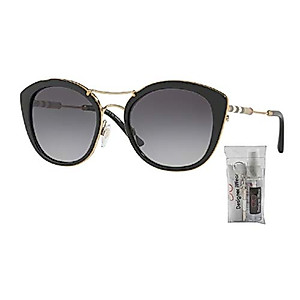 BURBERRY BE4251Q 3001T3 53M Black/Polarized Grey Gradient Round Sunglasses For Women+ BUNDLE with Designer iWear Eyewear Care Kit