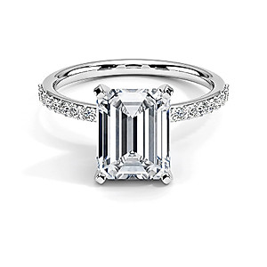 Blocaci Engagement Ring 1 CT/2 CT/3 CT Pave Moissanite Emerald Cut Engagement Rings for Women 18k White Gold Rose Gold Yellow Gold Free Engraving