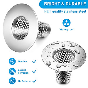 Mestream 2PCS Bathroom Sink Drain Strainers, 1" Small Conical Premium Stainless Steel Porous Hair Catcher, Drainer Filter, Fit for 1.20"-1.60", Depth Than 1.60" Drain Hole