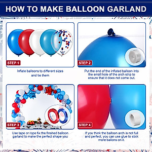 Realspring 147 Pcs Happy Veterans Day Party Decorations, Blue Red White Balloon Garland Arch Kit, Thank You Veterans Banner and Swirls Set for Thank You Veterans Party, Patriotic Party Supplies