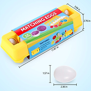 CANSHOW Matching Egg Set - Toddler Toys - Toddler Games-Educational Color & Shapes & Fine Motor Skills Learning Toy Toddler boy Girl Toys Easter Eggs Gift Ages 3 Years Old & up (12 Eggs)
