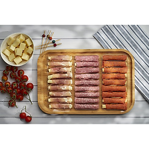 Bamboo Serving Platter Tray Cheese Charcuterie Decorative Bathroom Kitchen Dish Eco-Friendly Wood (2 Mediums 14 x 9.5, Natural Bamboo)