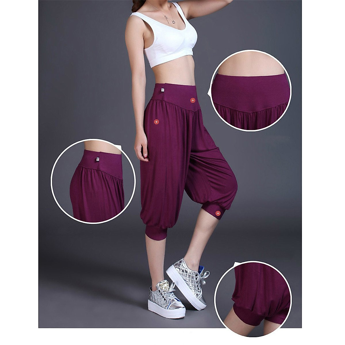 LKXHarleya Women Modal Harem Yoga Pants Loose Casual Fold Over Pilates Capri Pants Yoga Pants