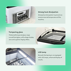 Wixkix Commercial Gelato Display Freezer, Countertop Hard Ice Cream Showcase with 6 Round Pan, Ice Cream Dipping Cabinet with LED Light for Restaurant Ice Cream Shop, Air Cooling, 110V