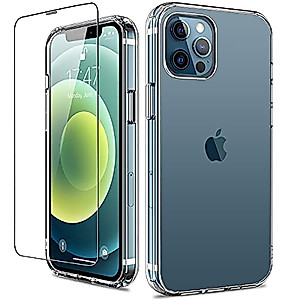 GiiKa for iPhone 12 Pro Max Case with Screen Protector, Clear Full Body Shockproof Protective Hard Case with TPU Bumper Cover Phone Case for iPhone 12 Pro Max