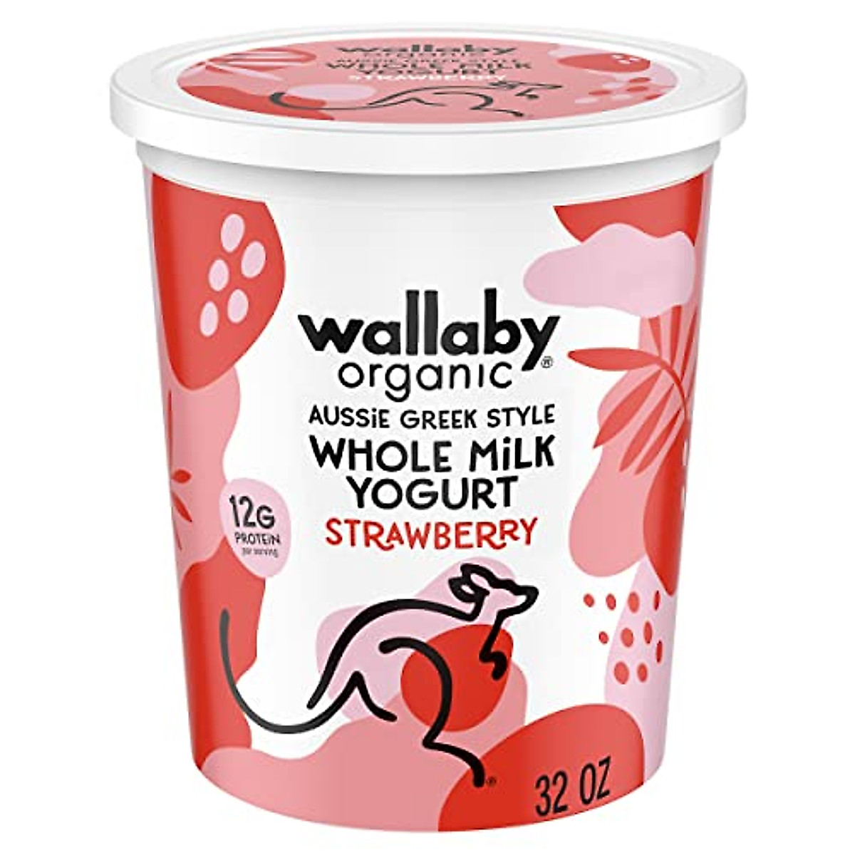 Wallaby Organic Aussie Greek Whole Milk Yogurt, Strawberry, 32 oz. USDA Organic