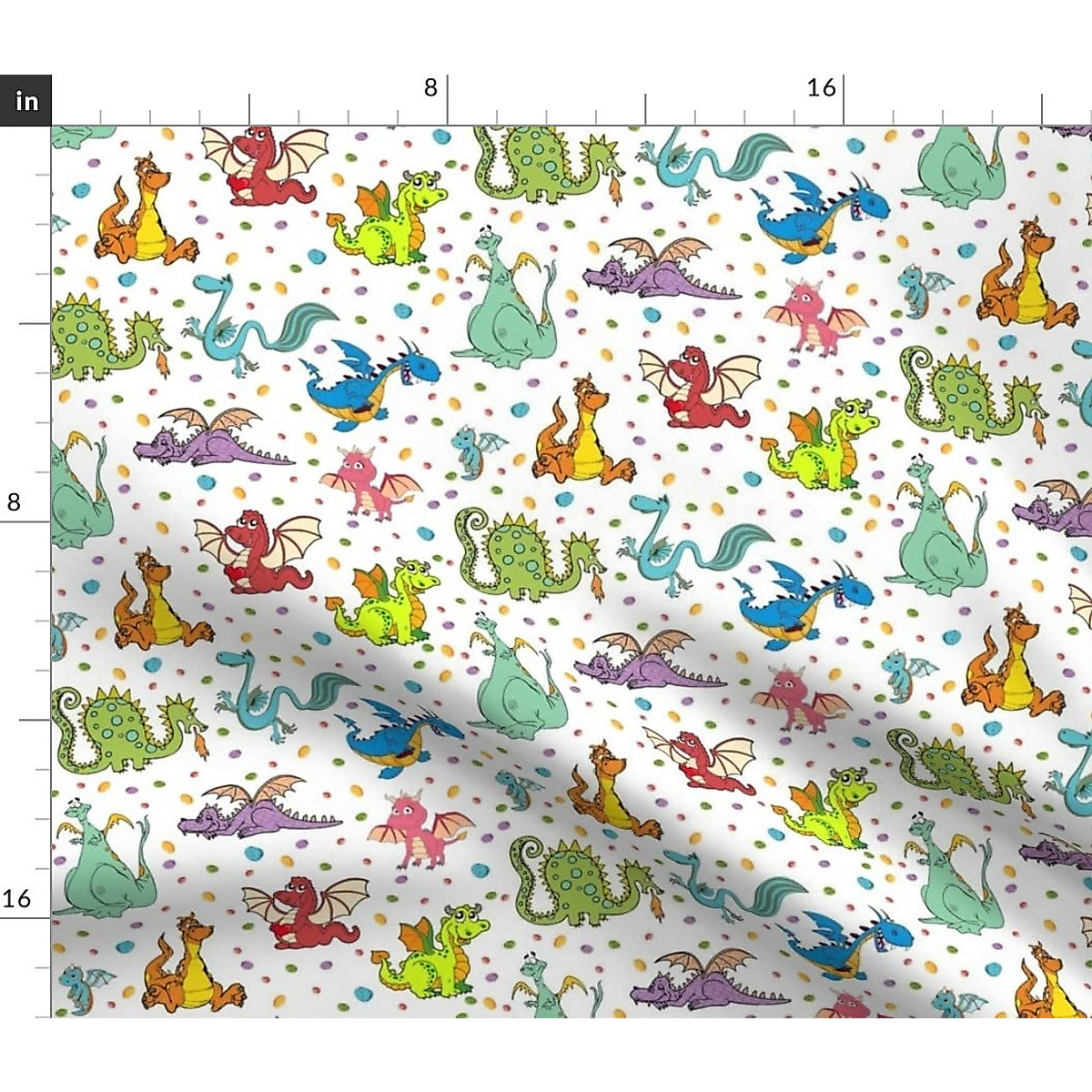 Spoonflower Fabric - Dragon, Purple, Pink, Green, Kids, Whimsical, Magical, Nursery, Printed on Petal Signature Cotton Fabric by The Yard - Sewing Quilting Apparel Crafts Decor