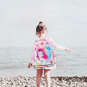 LEDAOU Kids Preschool Backpack Girls Kindergarten BookBag Elementary Waterproof Galaxy School Bag 7 Pockets with Chest Strap