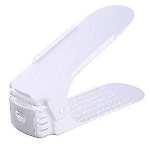 KNFUT Shoe Slots, Storage Rack Adjustable Footwear Support Slot Shoebox Space Saving Cabinet Closet Durable Racks (Color : White Color)