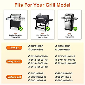 Hisencn 15 Inch Heat Shields Replacement for Dyna-glo DGF510SBP, DGF510SSP, Heat Plates for Backyard BY13-101-001-13, BY14-101-001-02, BY15-101-001-02, Porcelain Steel Heat Plate, 5-Pack