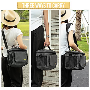 BALEINE 20 Can Large Lunch Bag, Insulated Lunch Bag for Men, Large Leakproof Cooler Bag with Adjustable Shoulder Strap for Office Work Picnic, Freezable Lunch Box for Men Women (Large, Grey)