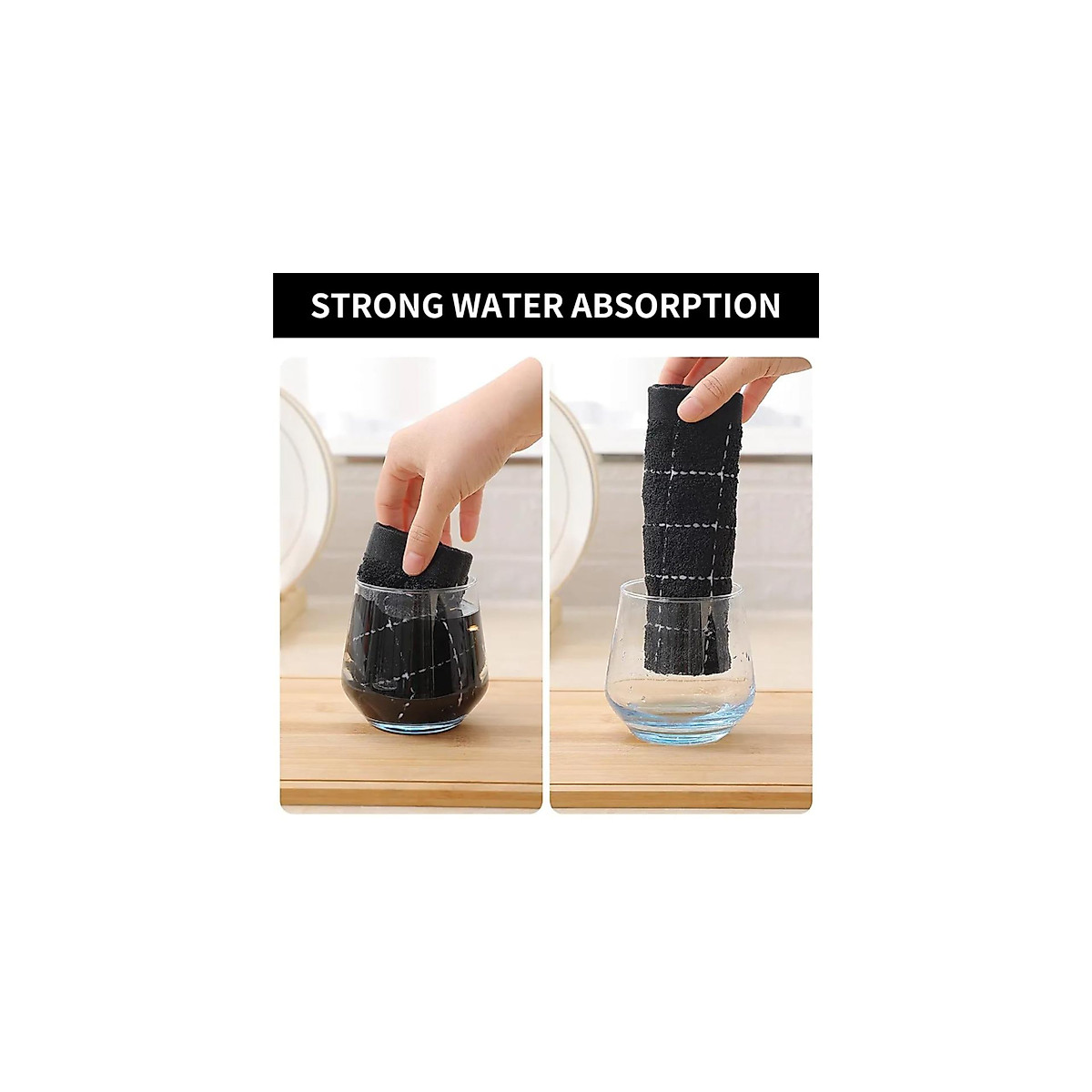 Cotton Terry Kitchen Dish Cloths | Set of 10 | 12 x 12 Inches | Super Soft and Absorbent |100% Cotton Dish Rags | Perfect for Household and Commercial Uses | Black