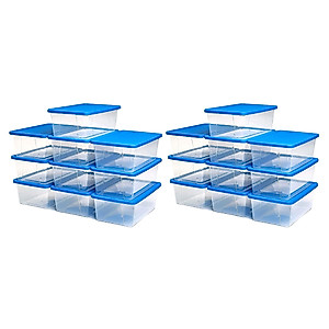 HOMZ Snaplock 6-Quart Plastic Multipurpose Stackable Storage Container Bins with Blue Latching Lid for Home and Office Organization, Clear (20 Pack)