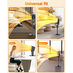 Space Heaters for Indoor Use, 30" Electric 1500W PTC Heater with Night Light Oscillation,Remote Control 3 Mode & 8H Overheat Tip-Over Protection Adjustable Height Ceramic Heater for Bedroom Office Use