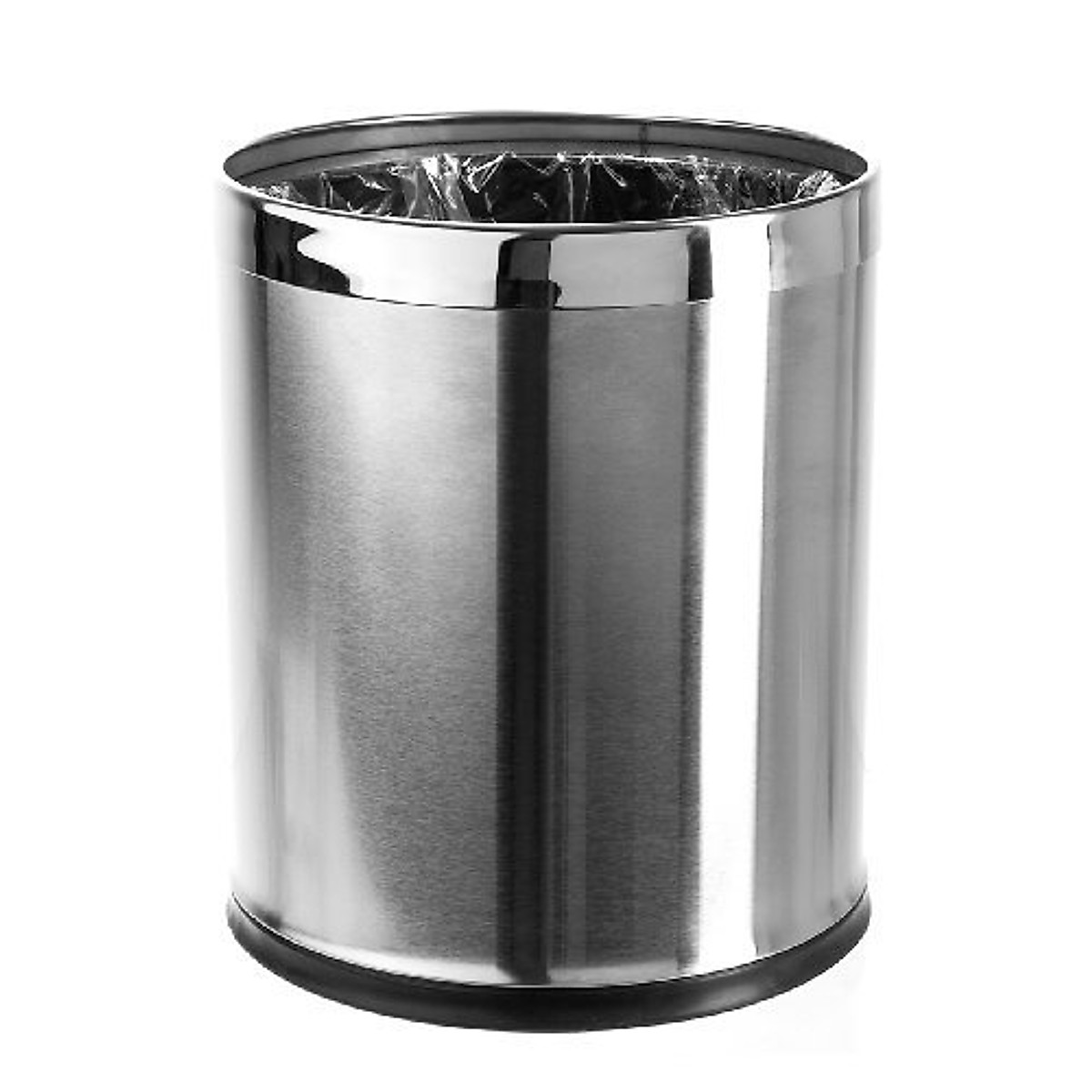 Brelso 'Invisi-Overlap' Open Top Stainless Steel Trash Can, Small Office Wastebasket, Modern Home Décor, Round Shape