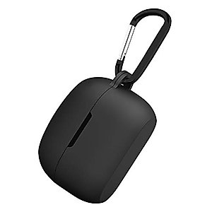 Geiomoo Silicone Carrying Case Compatible with JBL Tune 115TWS, Portable Scratch Shock Resistant Cover with Carabiner (Black)