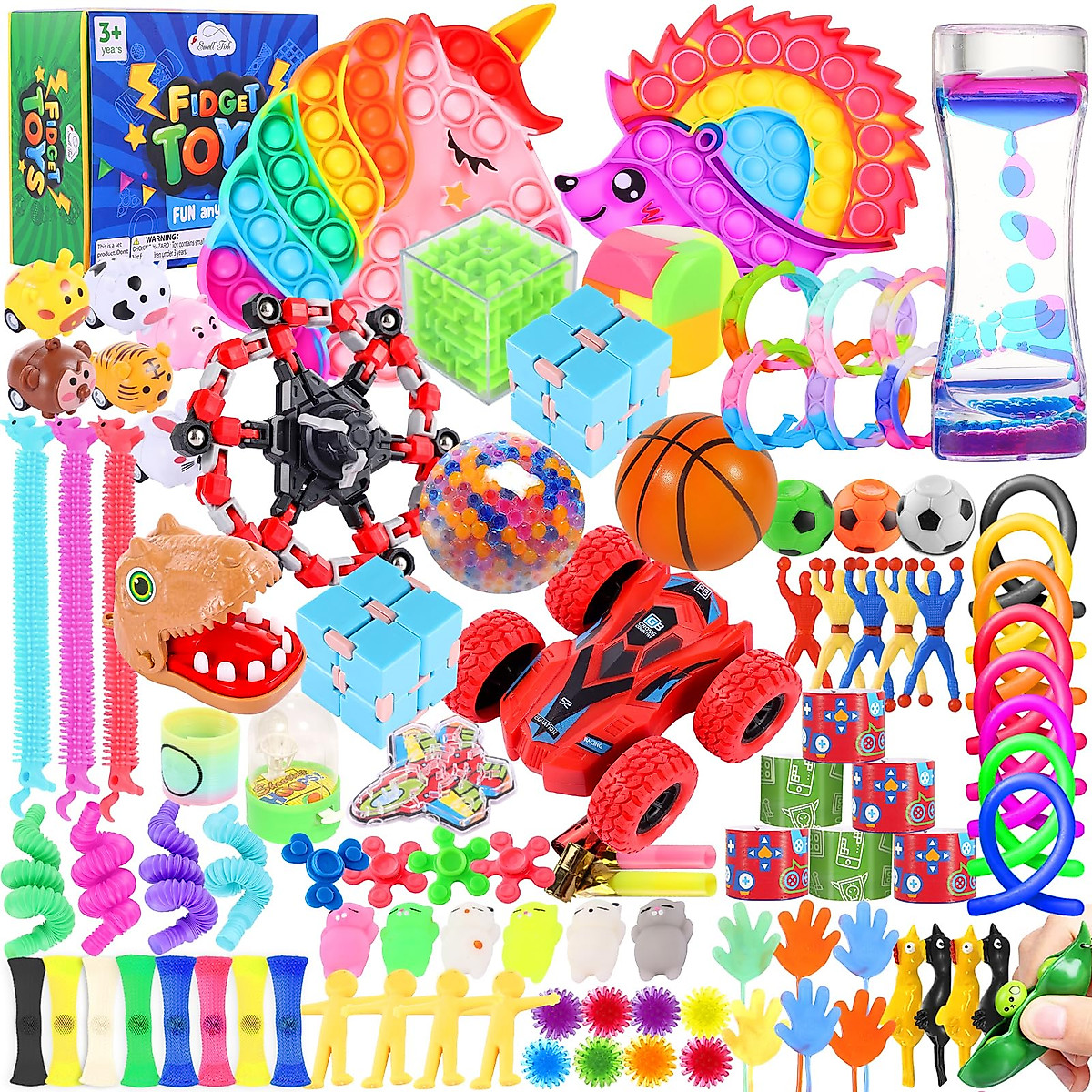 Fidget Toys 100 Pack,Big Pack Fidget Toys 100pcs for Kids,Best Fidget Sensory Toys Bulk,Classroom Treasure Box Toys,Party Favors Goodie Bags Filler, Easter Stocking Stuffers for Boys and Girls