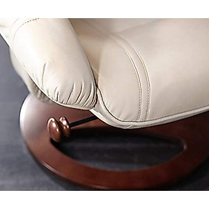 BenchMaster Newport Taupe Swivel Faux Leather Recliner Chair with Ottoman Footrest Modern Armchair Ergonomic Manual Reclining Adjustable Upholstered for Bedroom Living Room Reading Home Relax