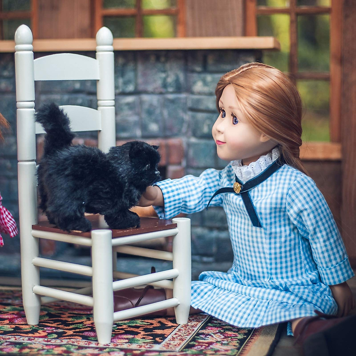 Little House on The Prairie Pets for 18 Inch Dolls Black Susan Cat and Jack The Bulldog, Compatible with American Girl, by The Queen's Treasures