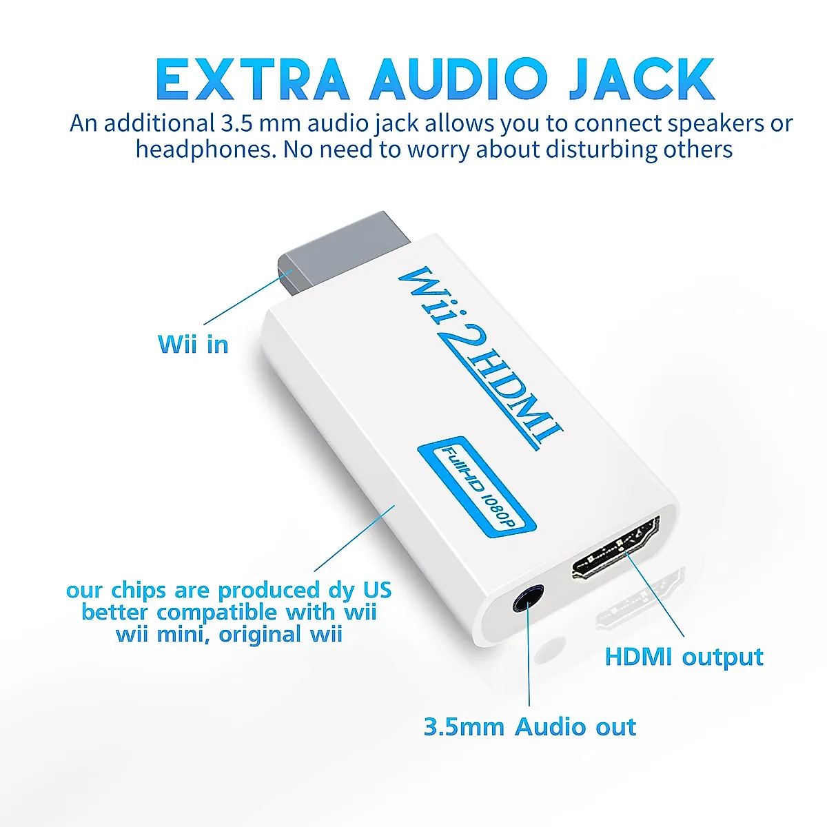 Xahpower 2 in 1 Accessories Bundle Kits for Wii, Wired Infrared Ray Sensor Bar and Wii to hdmi Converter Compatible with Nintendo Wii