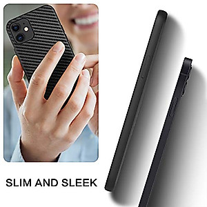 BENTOBEN Campatible with iPhone 12 Case and iPhone 12 Pro Case 6.1 inch (2020),Slim Thin Shockproof Protective Hybrid Hard PC Soft TPU Bumper Drop Protection Boys Men Phone Covers, Black/Carbon Fiber