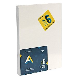 Art Alternatives Set Canvas Panels, 9" x 12", White