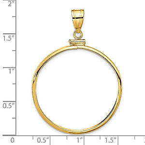 Wideband Distinguished Coin Jewelry 14k Polished 32.7mm x 3.00mm Screw Top Coin Bezel Pendant QC1885/32.7