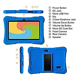 PRITOM 7 inch Kids Tablet, Quad Core Android 10, 32GB, WiFi, Bluetooth, Dual Camera, Educationl, Games,Parental Control, Kids Software Pre-Installed with Kids-Tablet Case (Dark Blue)