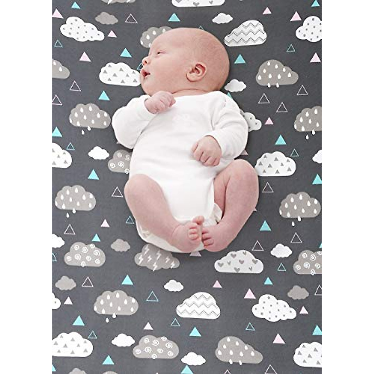 COSMOPLUS Stretch Fitted Pack n Play Playard Sheets 2 Pack for Mini Crib Sheet Set,Pack n Play Mattress Cover, Ultra Stretchy Soft,Whale/Cloud