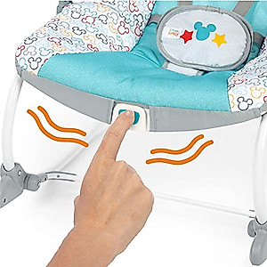 Bright Starts Disney Baby MICKEY MOUSE Infant to Toddler Rocker & Seat with Vibrations and Removable -Toy Bar, 0-30 Months Up to 40 lbs (Original Bestie)