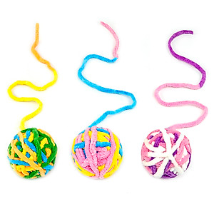 CHIWAVA 6 Pack 20" Woolen Yarn Cat Toys Ball with Bell 2" Large Indoor Cat Toy Balls Kitten Interactive Toys