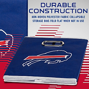 Franklin Sports Buffalo Bills NFL Storage Bin - Collapsible Cube Container + Storage Basket - NFL Office, Bedroom + Living Room Décor - 11"x11"