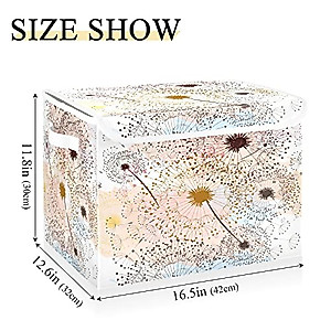 Caikeny Floral Dandelions Storage Basket Storage Bin Box with Lids and Handle Large Collapsible Storage Cube Box for Shelves Bedroom Closet Office 16.5x12.6x11.8 In