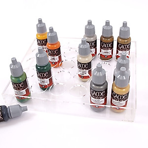 Craftelier - Paint Stand or Organiser Tray for Alcohol-based Inks with 25 Paint Jars Ø 2.5 cm (8" x 7" x 1.2") | Transparent Colour - Dimensions Approx. 20.3 x 17.7 x 3.1 cm (8" x 7" x 1.2")