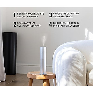 Hotel Collection - Mini Studio Scent Essential Oil Diffuser - Therapeutic Aromatherapy - Cold-Air Diffusion Technology - 400 sq. ft. Coverage - Waterless Air Diffuser for Home, Office & Hotel - Silver